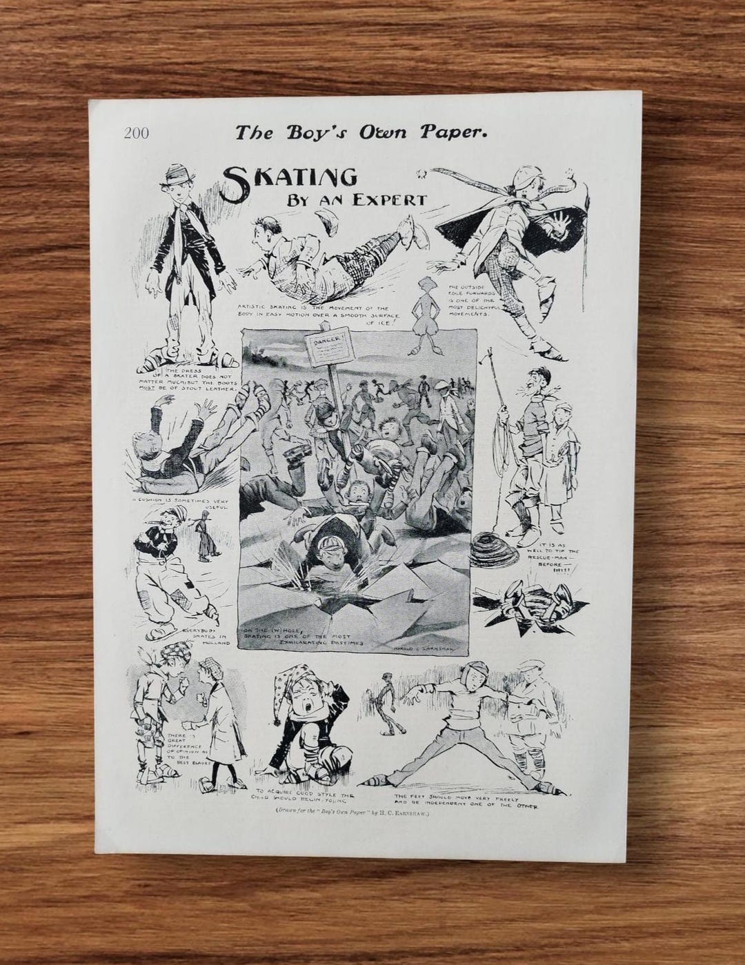 Antique Ice Skating Lithograph: 1890s Victorian Cartoon Print - Etsy