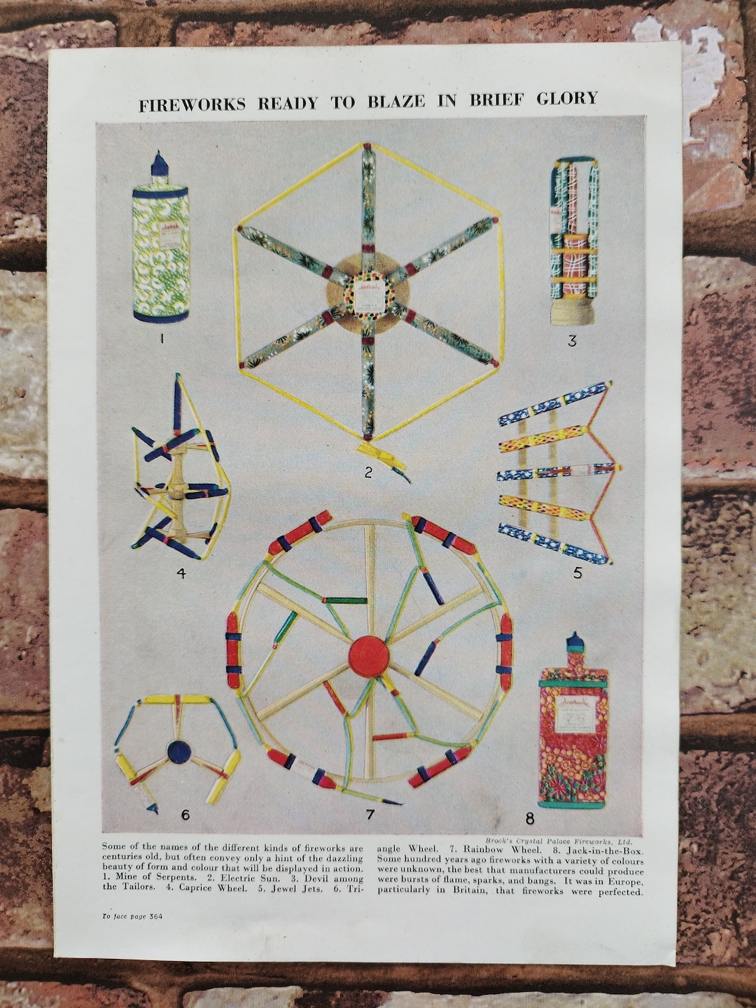 Genuine Vintage 1950s Types of Fireworks History Book Print Picture ...