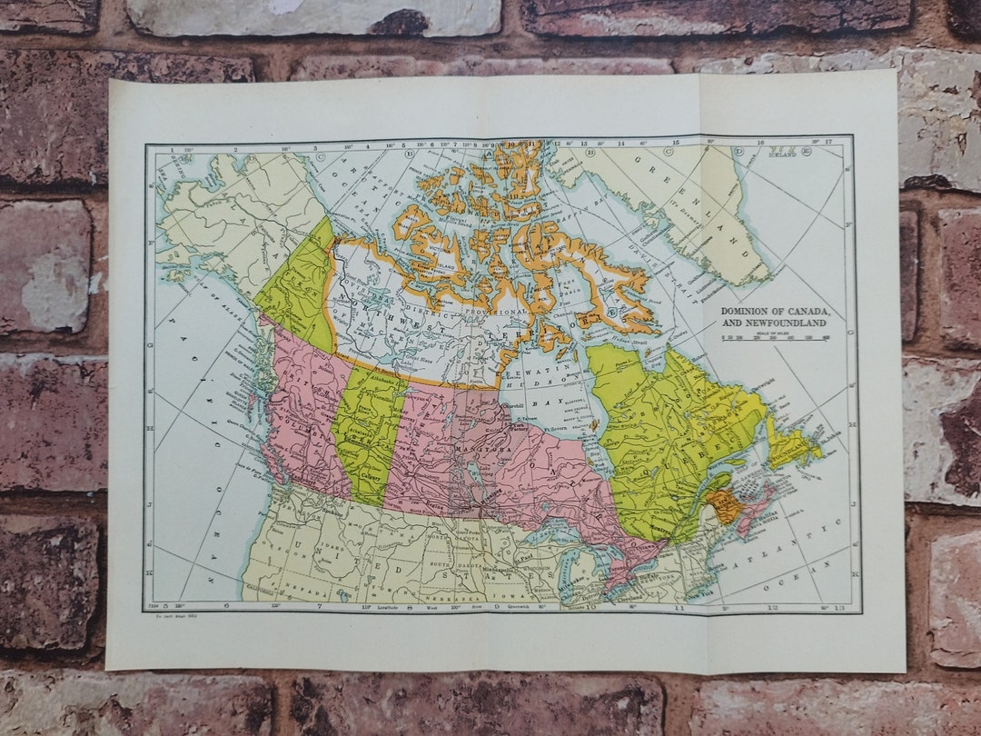 Genuine Vintage 1950s Map of Dominion of Canada and Newfoundland Book ...