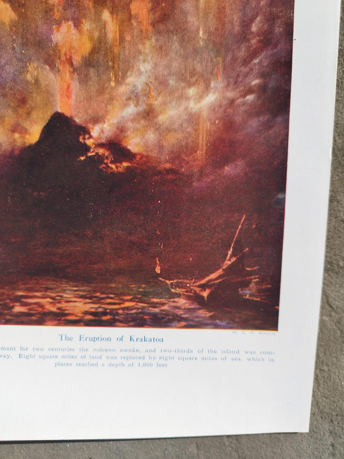 Original Antique 1915 the Eruption of Krakatoa Volcano Volcanic Cone ...