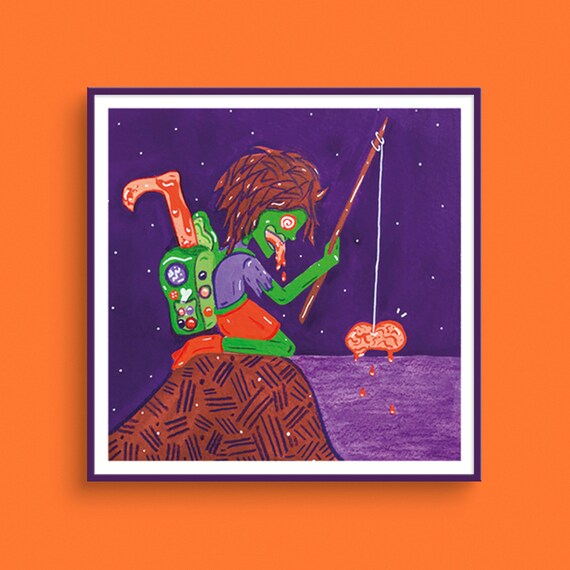 Cartoon Woman Smoking Zombie