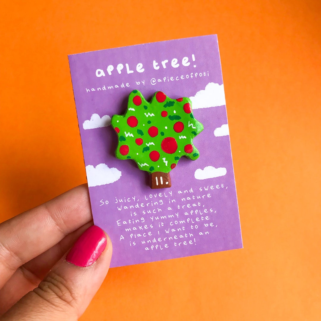 Green Apple Tree Pin Handmade Air-dry Clay Pin Tree Brooches Pin Brooch ...