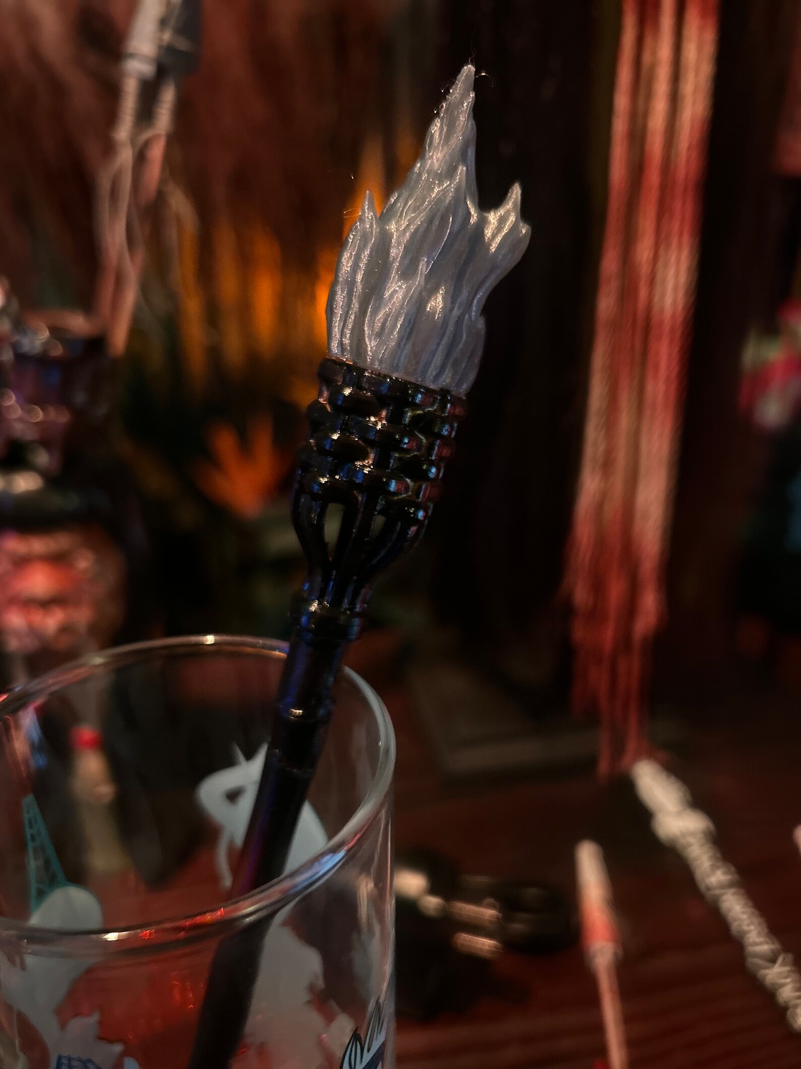 Goth Tiki Torch Swizzle 6 Gold W/grey - Etsy