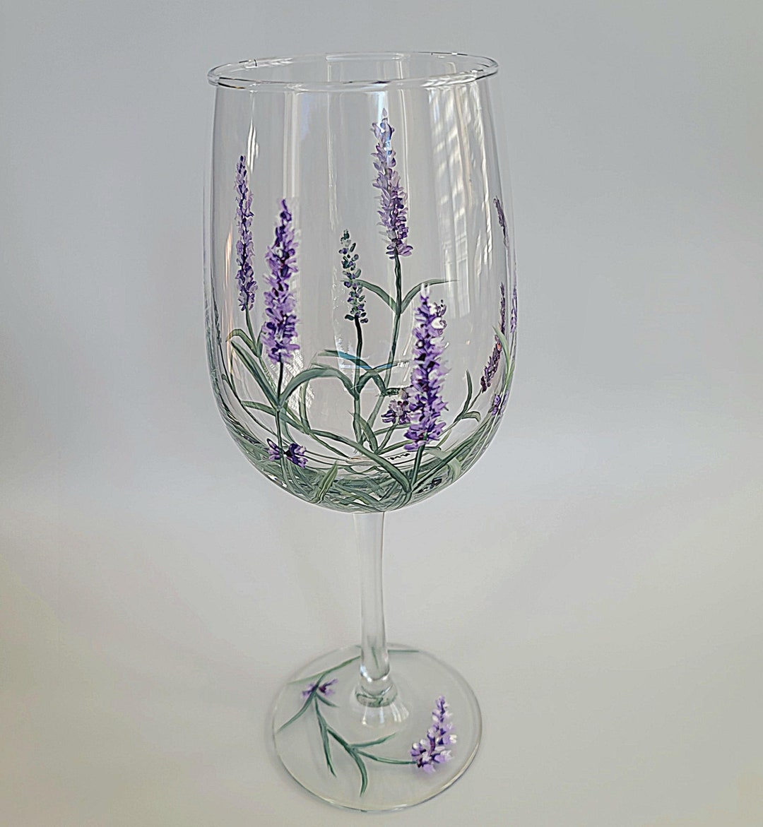 Hand Painted Lavender Wine Glass - Etsy
