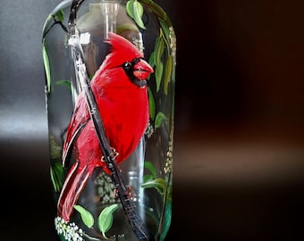 Hand Painted Winter Cardinal Soap Dispenser - Etsy
