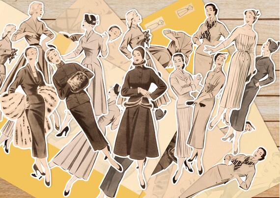 Ephemera 50s Ladys 3 A4 Sheets Digital Download 1950 Fashion | Etsy