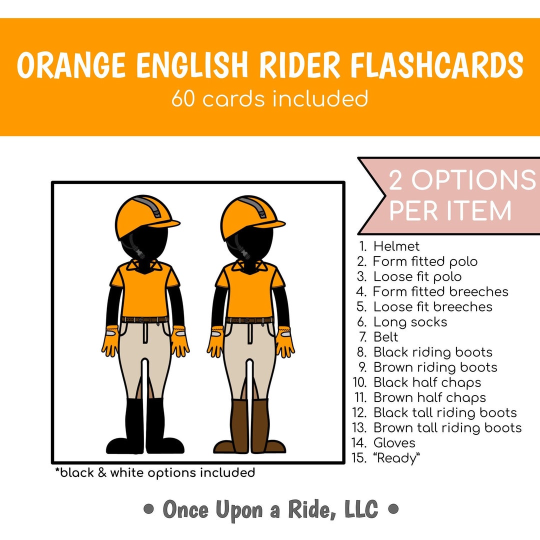 ORANGE English Rider Flashcards - Etsy