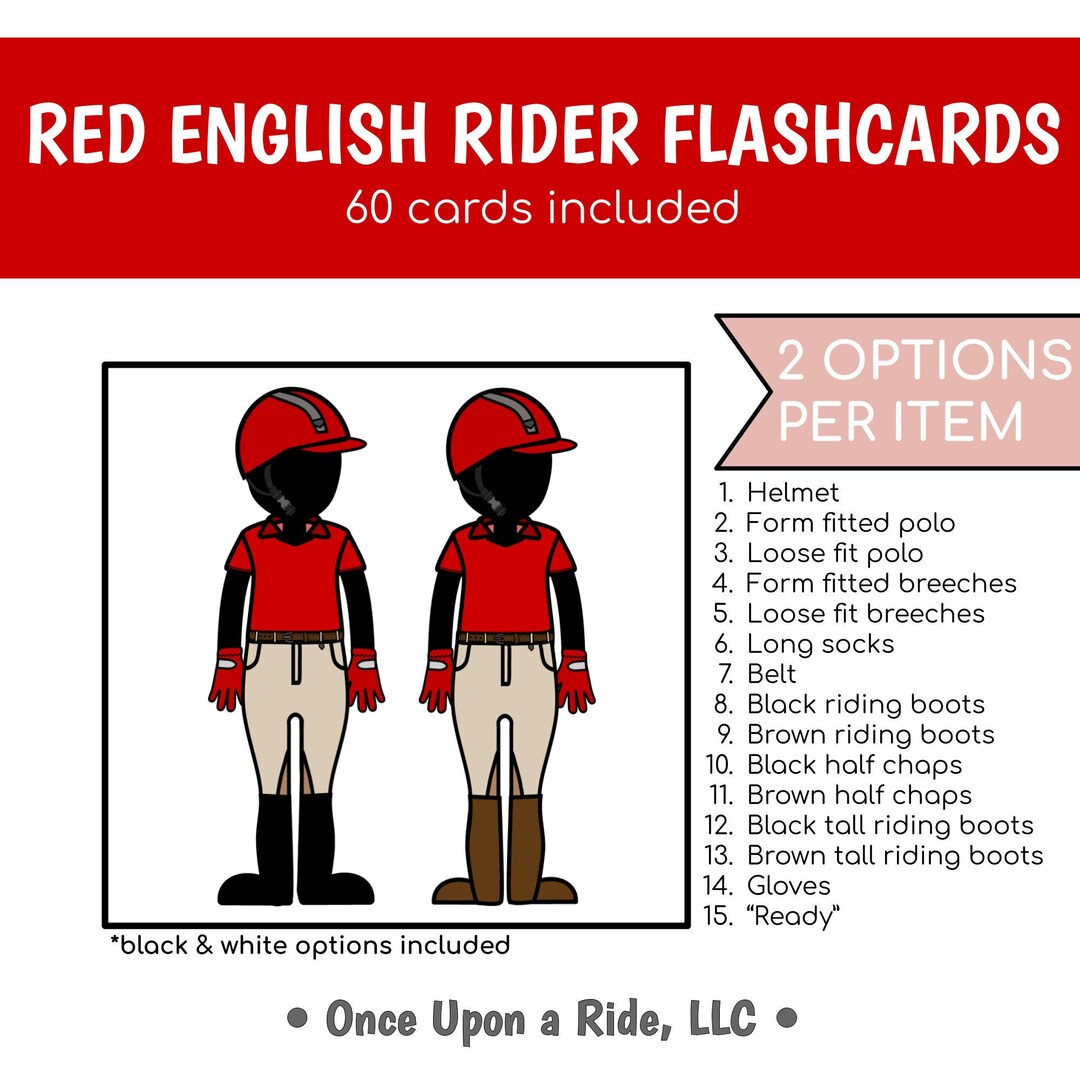 RED English Rider Flashcards - Etsy