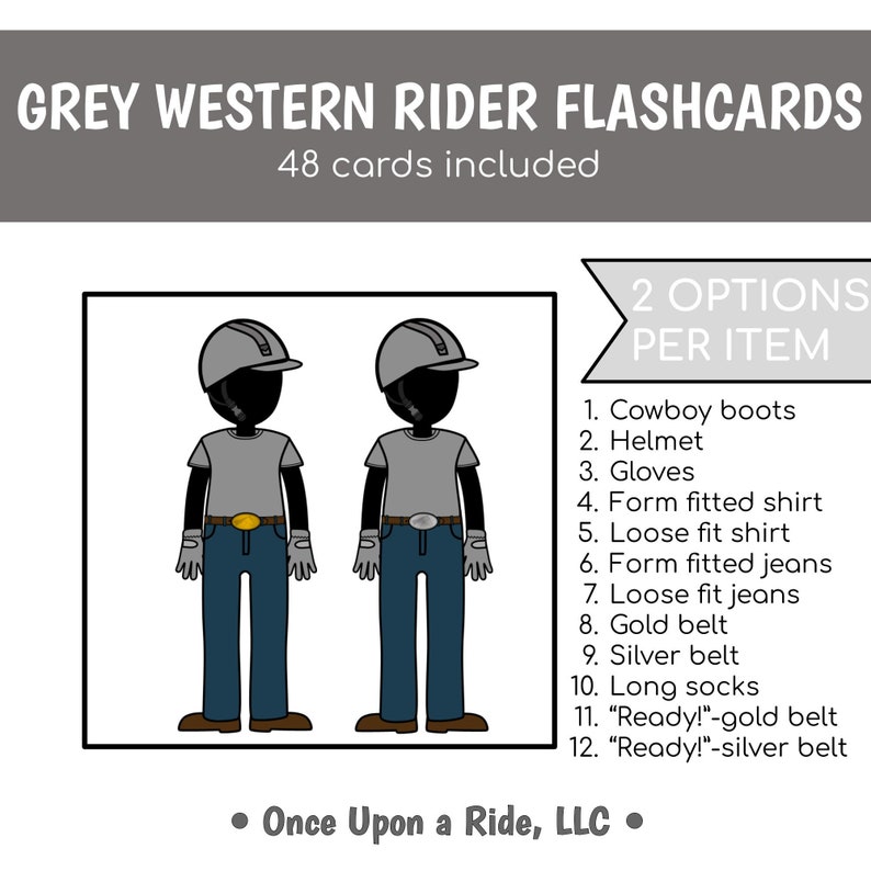 GREY Western Rider Flashcards - Etsy