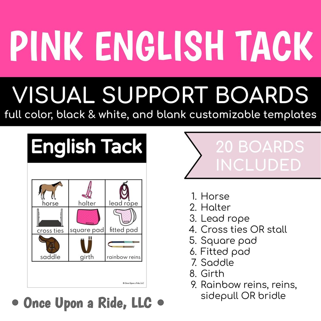 PINK English Tack Visual Support Boards - Etsy