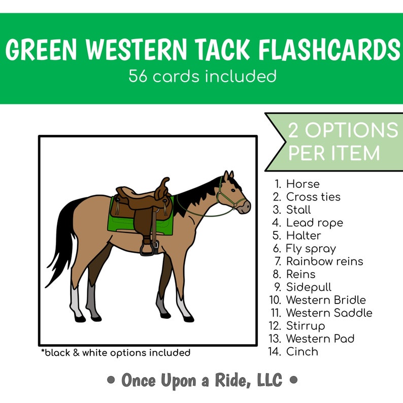 GREEN Western Tack Flashcards - Etsy