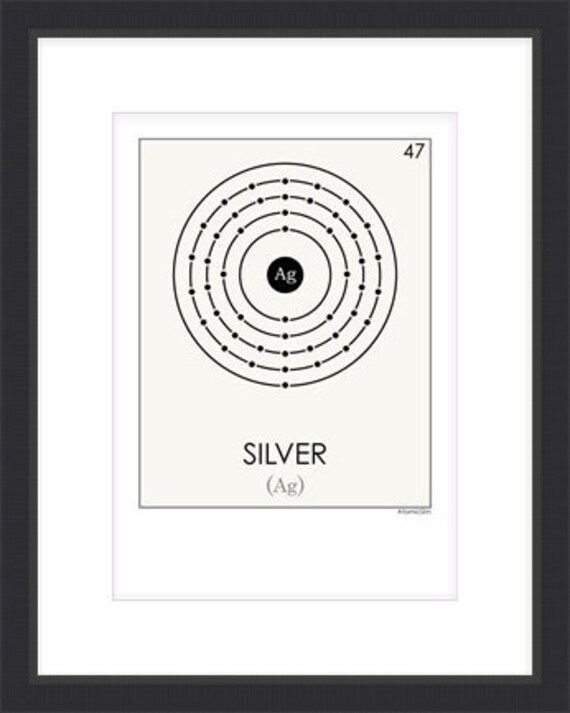 A4 stylised silver atom downloadable print | Etsy