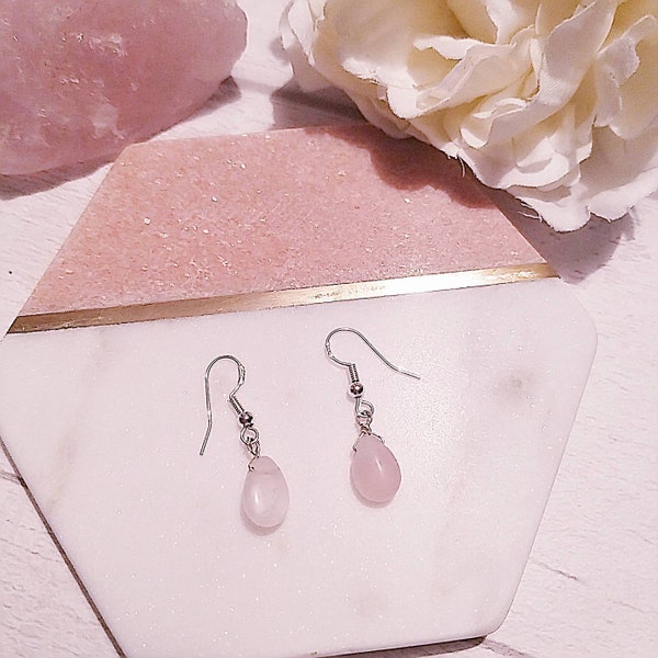 Rose Quartz Earrings - Etsy