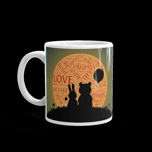 Bear Bunny Love Illustration Print Woodland Wedding Cute Bear - Etsy