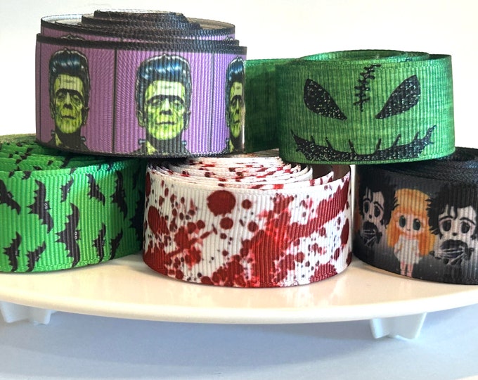 7/8" Horror Movie Grosgrain Ribbon,ribbon,grosgrain Ribbon,halloween ...