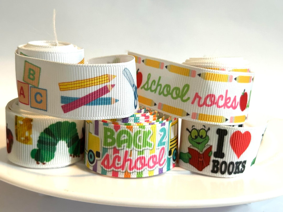 7/8" School Grosgrain Ribbon,school Bus Ribbon,ribbon,hair Bow Ribbon ...