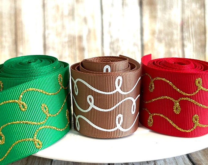 1.5" Squiggly Line Ribbon,green Ribbon,ribbon,red Ribbon,hair Bow ...