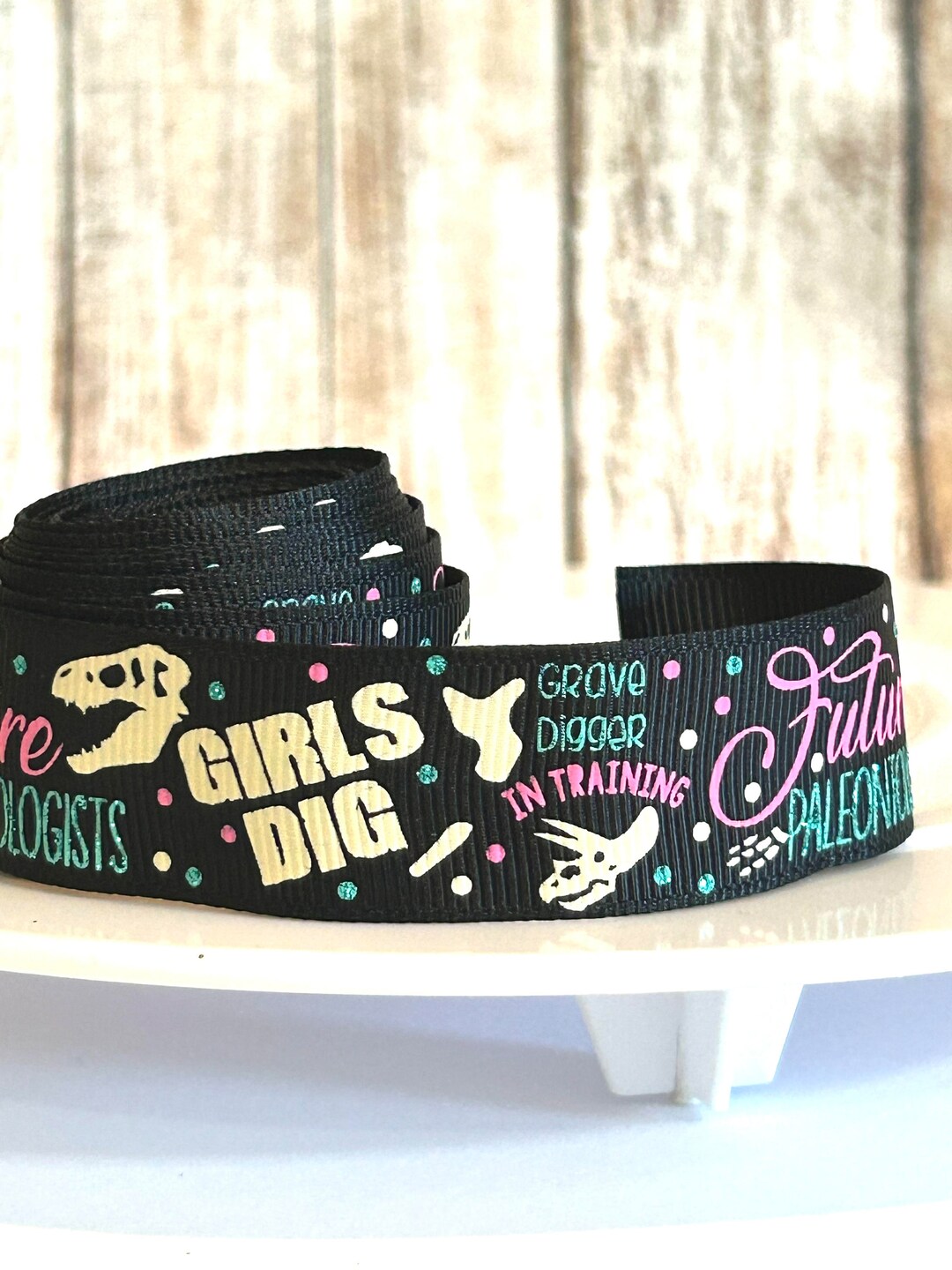 7/8" Glittered Dinosaur Grosgrain Ribbon,usdr,ribbon,grosgrain Ribbon ...