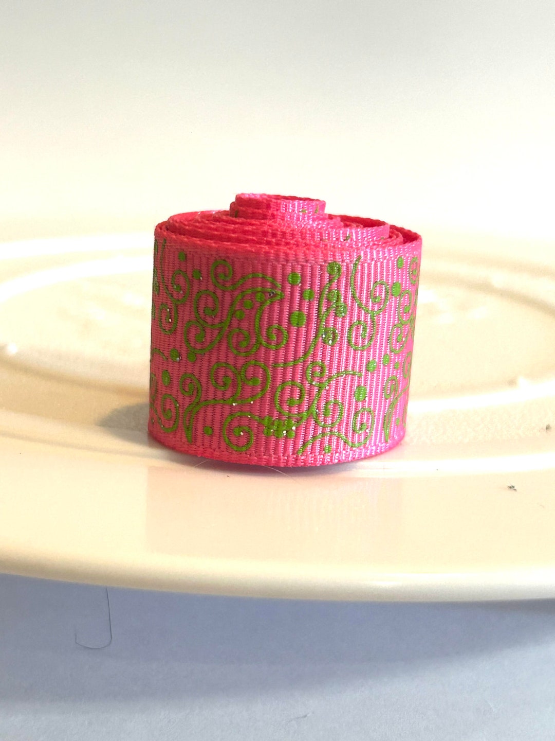 7/8" Pink Scroll Grosgrain Ribbon,scroll Ribbon,ribbon,grosgrain Ribbon ...