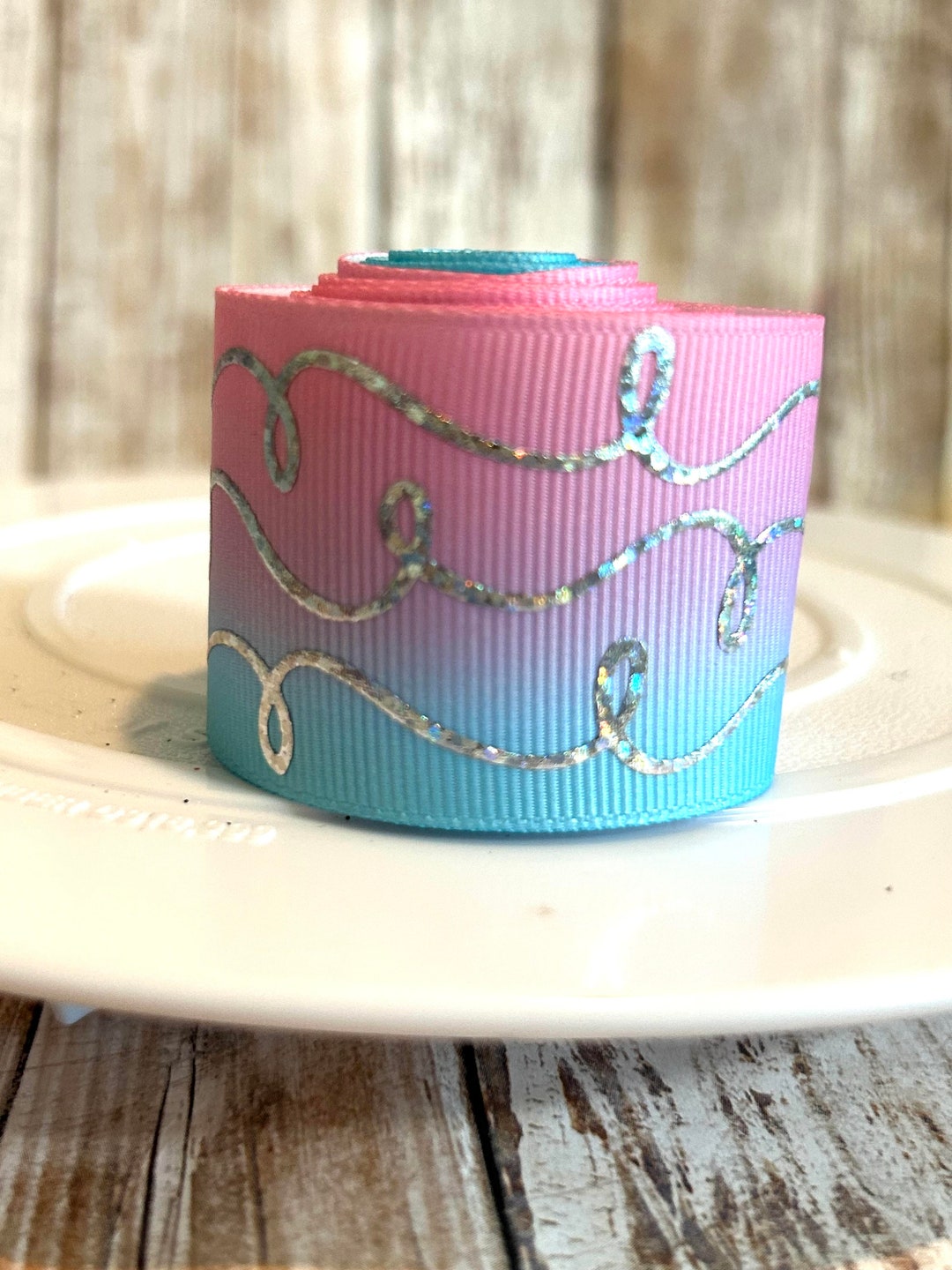 1.5" Squiggly Line Ribbon,green Ribbon,ribbon,pink Ribbon,hair Bow ...