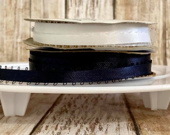 5 Yards Navy Blue Ribbon With Gold Embroidered Blue Trim - Etsy