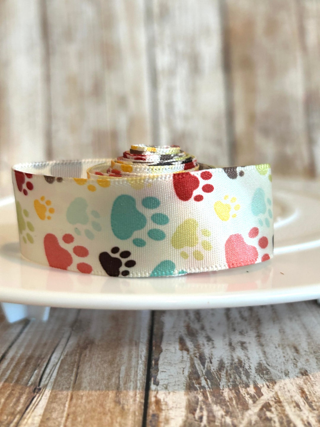 7/8" Paw Print Satin Ribbon,paw Print Ribbon,ribbon,ribbon by the Yard ...