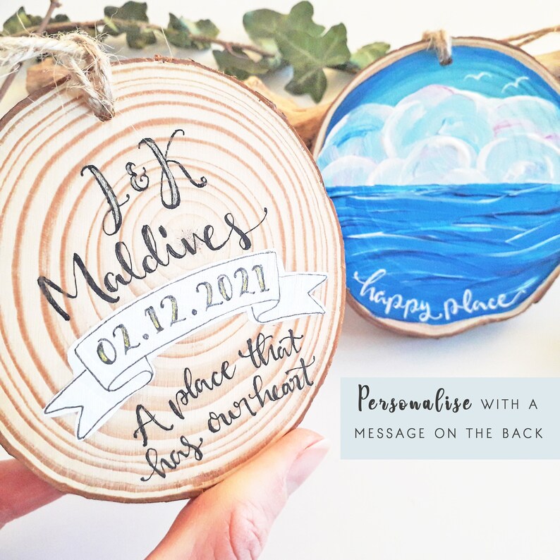 Beach Wooden Ornament, Sea Gift Ideas, Hand Painted Personalised ...