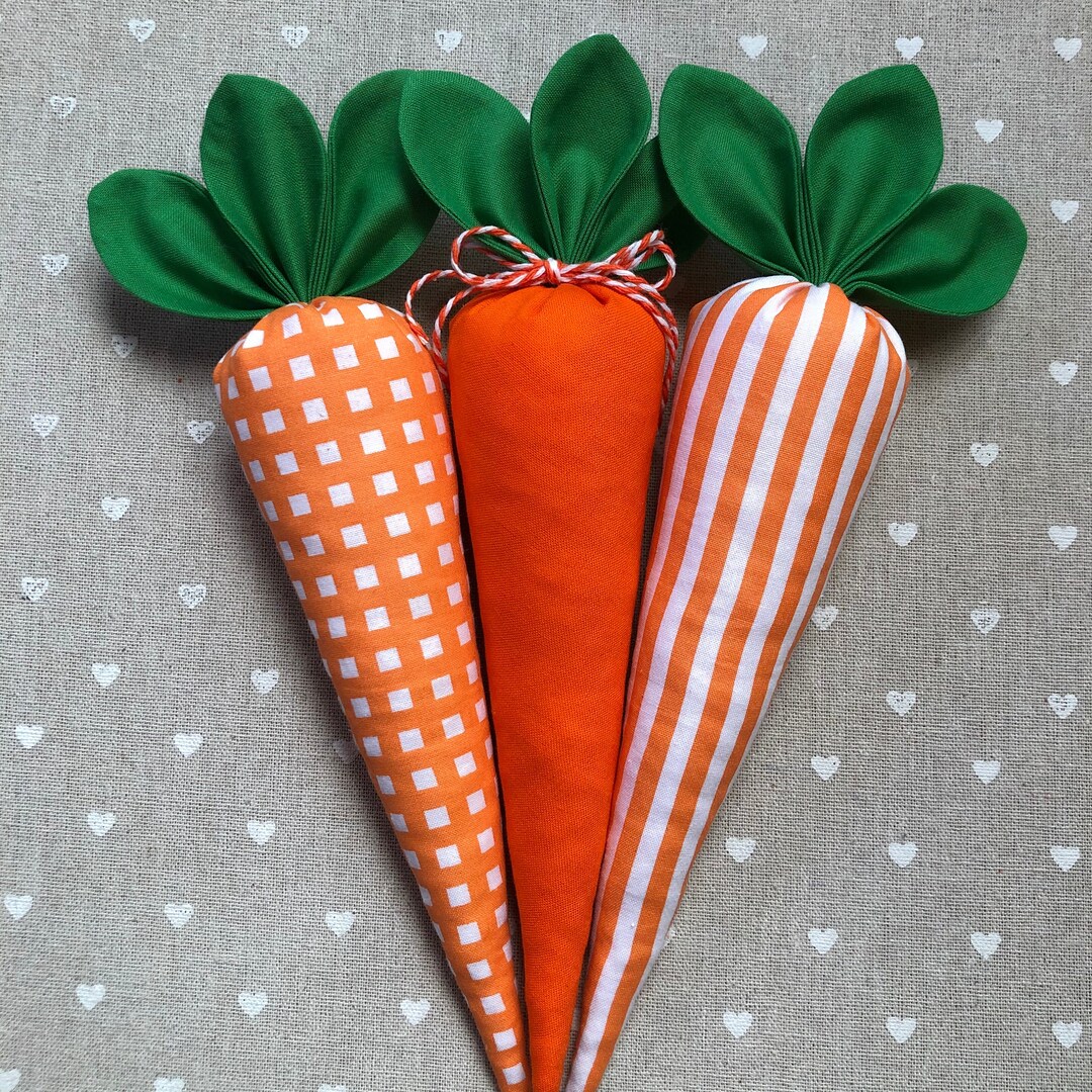 Handmade Fabric Carrots, Stuffed Fabric Easter Carrots, Set of Easter ...