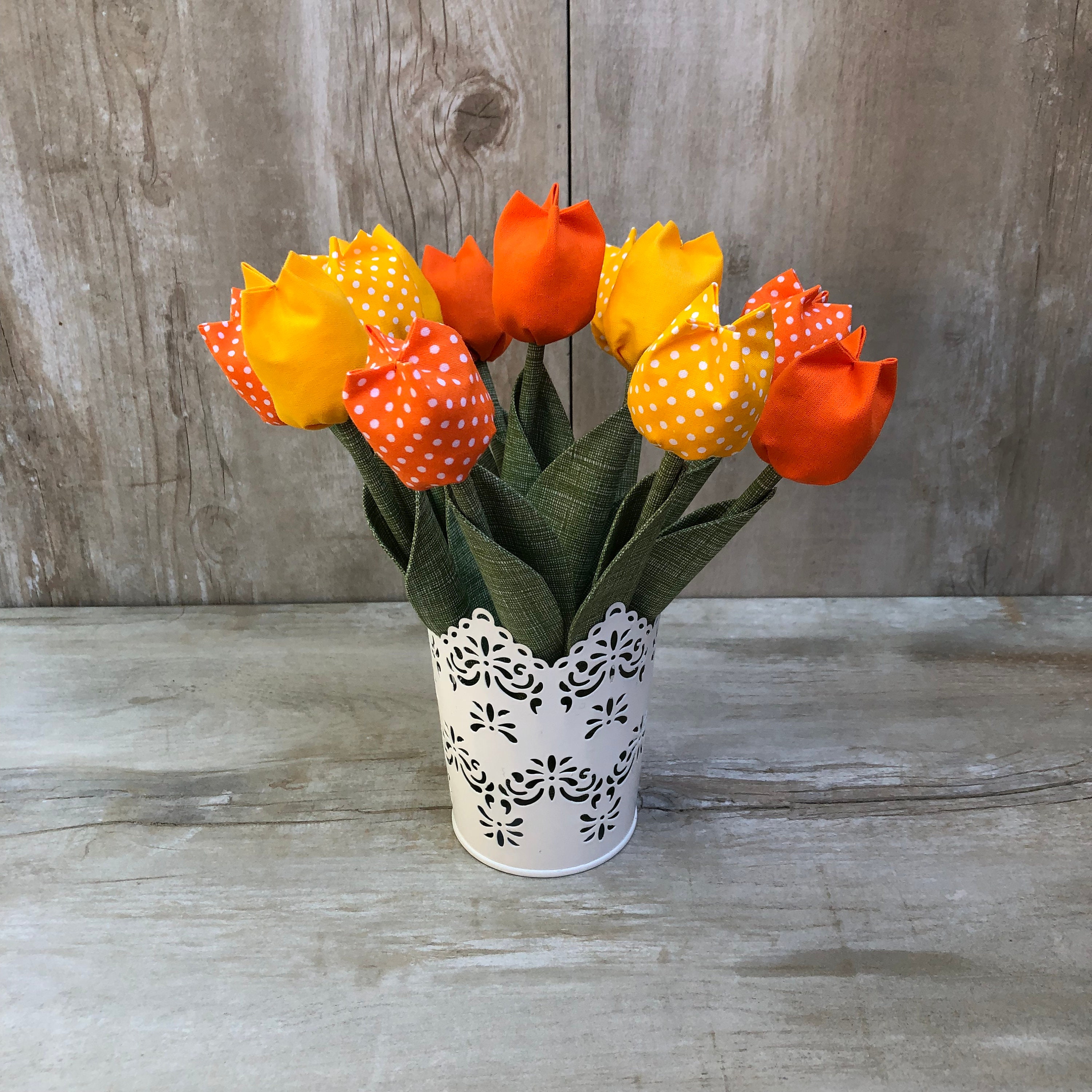 Mother's Day Tulips 12 Pcs., Fabric Flowers, Fabric Bouquet, Cotton ...