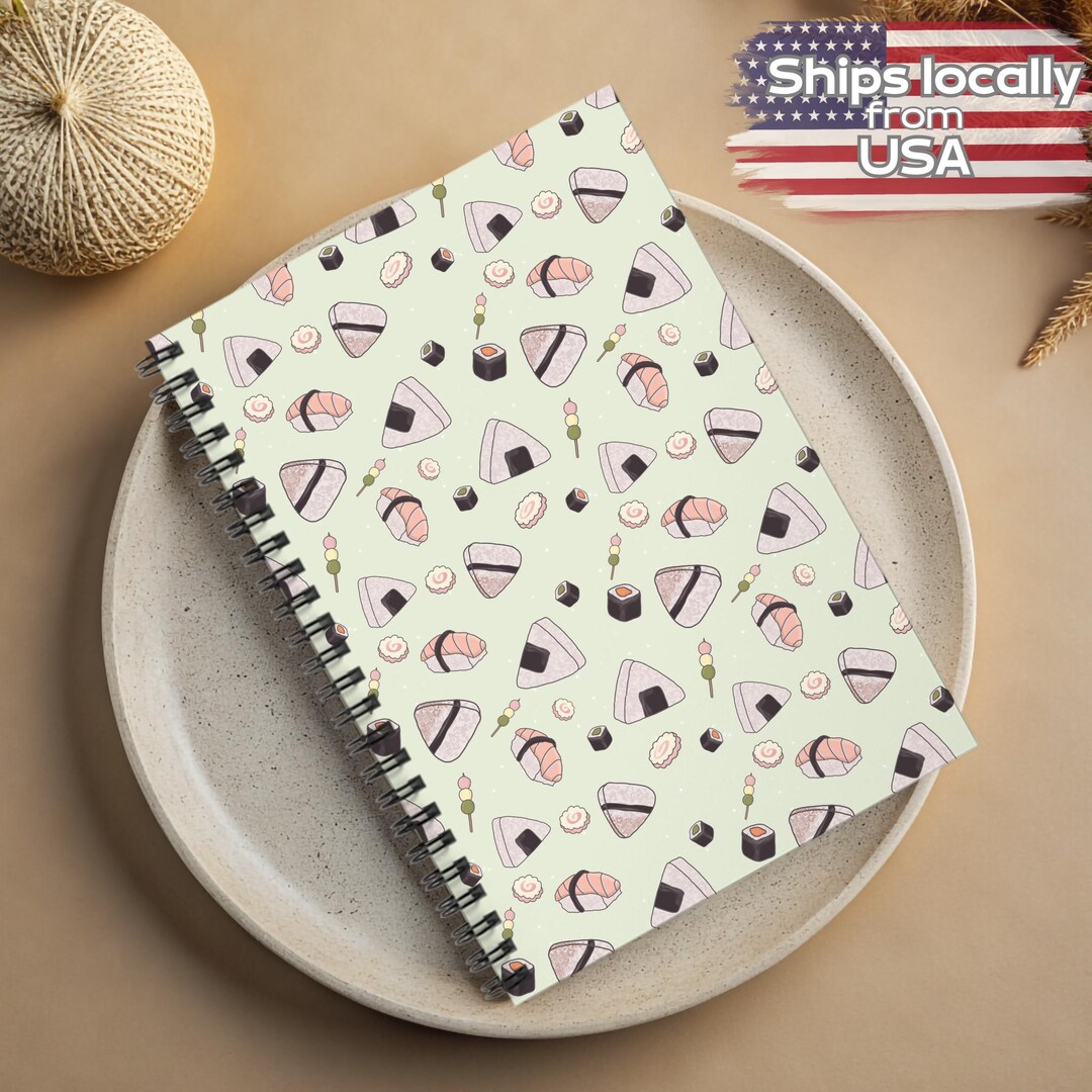 Sushi-themed Spiral Notebook, Cute School Supplies, Gift for Sushi ...