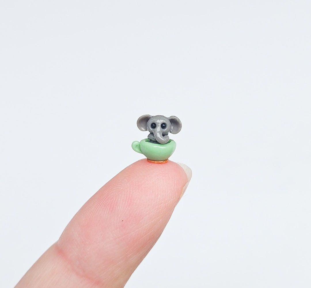 Teacup Elephant, Handmade Polymer Clay Miniature - Etsy