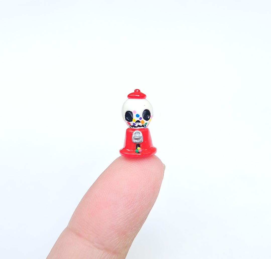 Rainbow Gumball Machine Skull, Miniature Handmade Polymer Clay Figurine ...