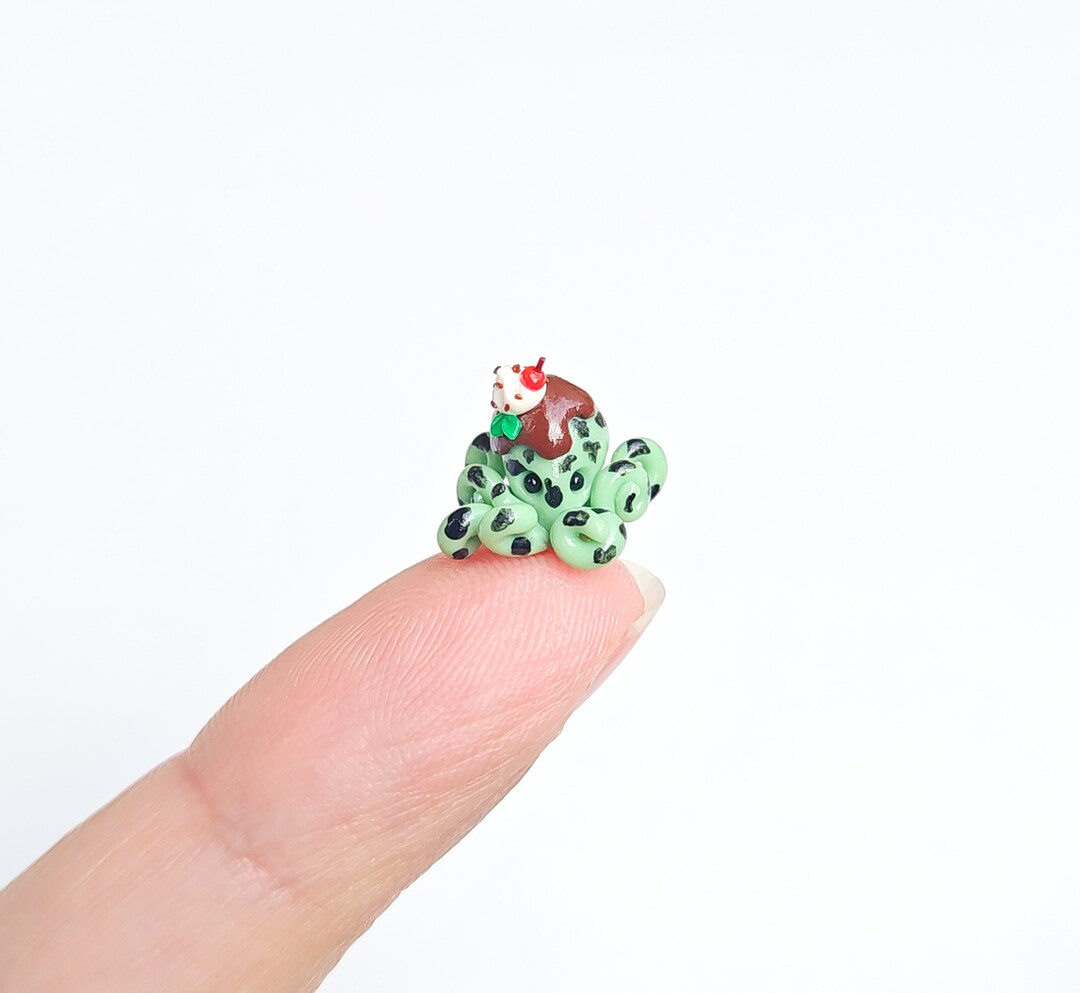Mint Chocolate Chip Octopus, Miniature Handmade Polymer Clay Figurine ...