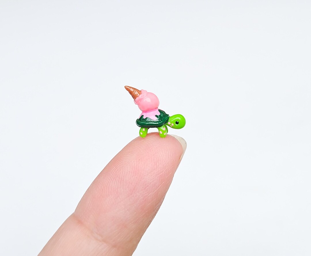Ice Cream Cone Turtle, Miniature Handmade Polymer Clay Figurine - Etsy