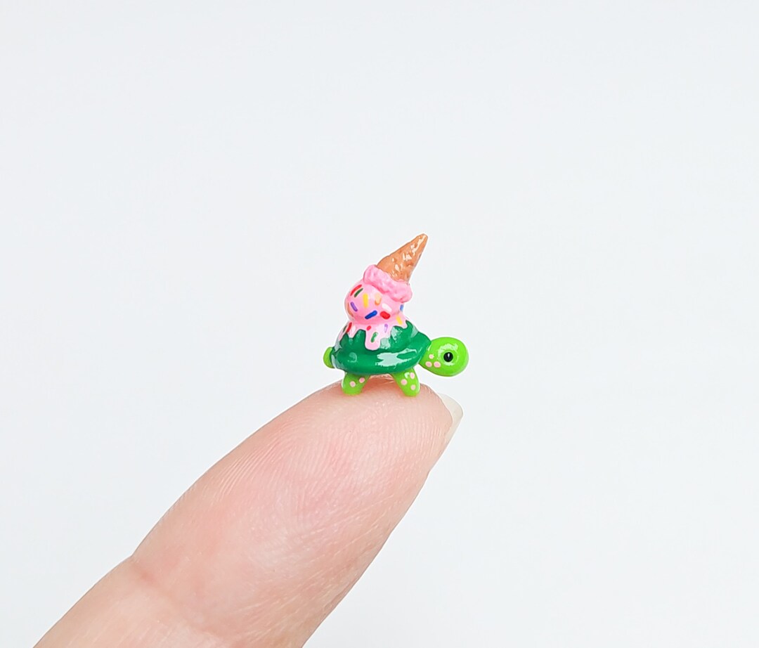 Ice Cream Cone Turtle, Miniature Handmade Polymer Clay Figurine - Etsy
