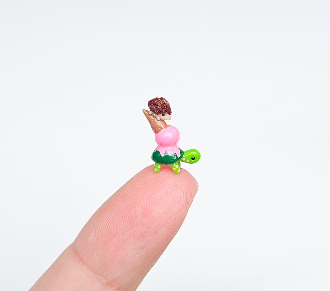 Ice Cream Cone Turtle and Hedgehog, Miniature Handmade Polymer Clay ...