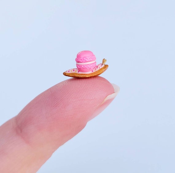 Pink Macaron Snail Miniature Figurine Handmade Polymer Clay | Etsy