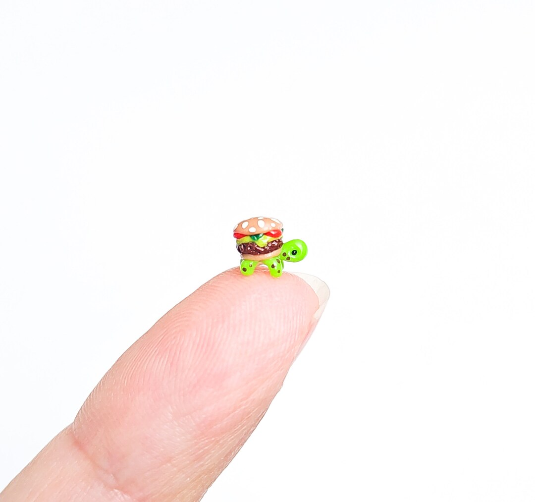 Cheeseburger Turtle, Miniature Handmade Polymer Clay Figurine - Etsy