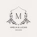 Wedding Logo With Floral Crest, Elegant Wedding Monogram, Custom ...