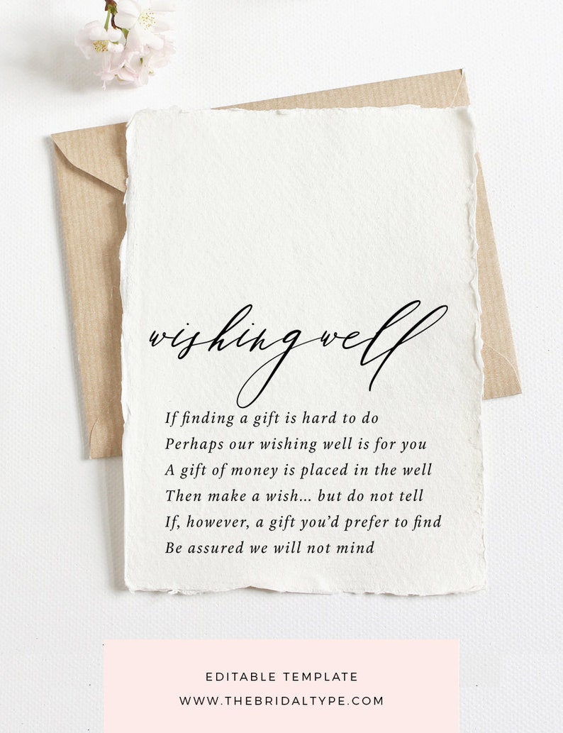 Editable Wishing Well Card Wedding Custom Wishing Well DIY - Etsy