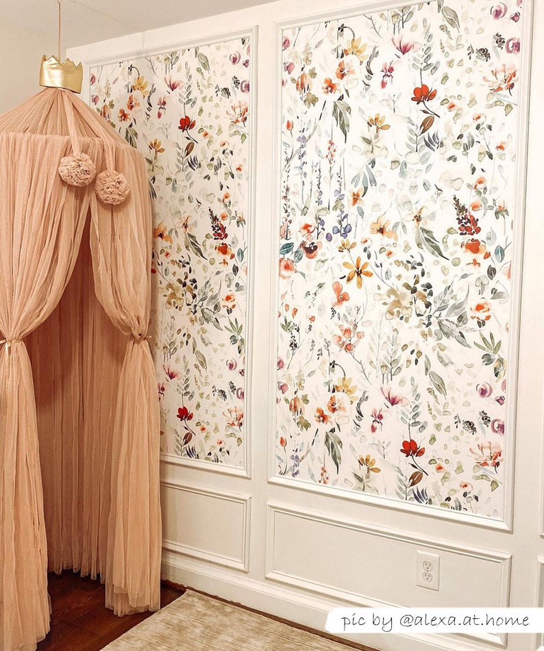 Wild Flowers Removable Wallpaper Garden Flowers Wall Mural - Etsy