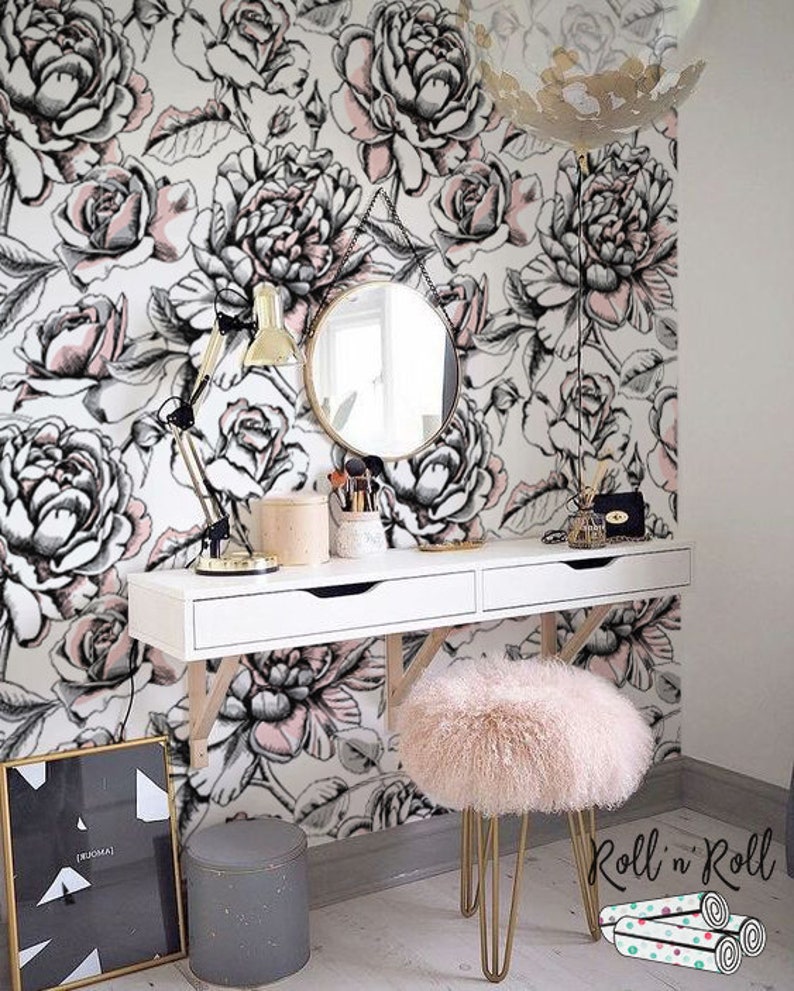 Roses Wallpaper Rose Wall Mural Elegant Floral Wallpapaer - Etsy