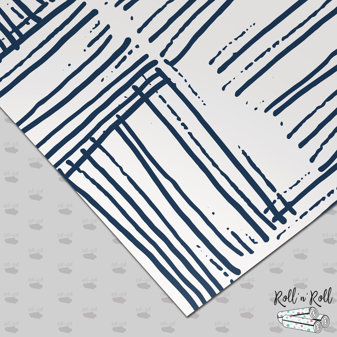 Check Wallpaper Classic Navy Wallpaper Removable / | Etsy