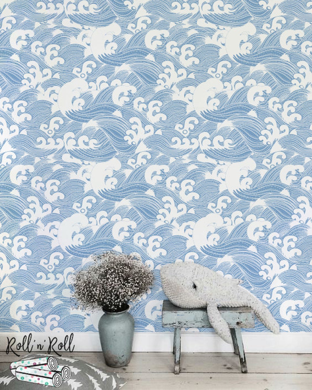 Waves Wallpaper, Removable Wallpaper, Traditional Wallpaper, Island ...