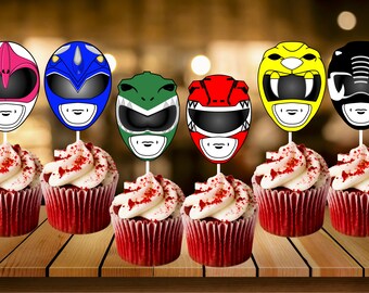 Power rangers cupcake toppers | Etsy