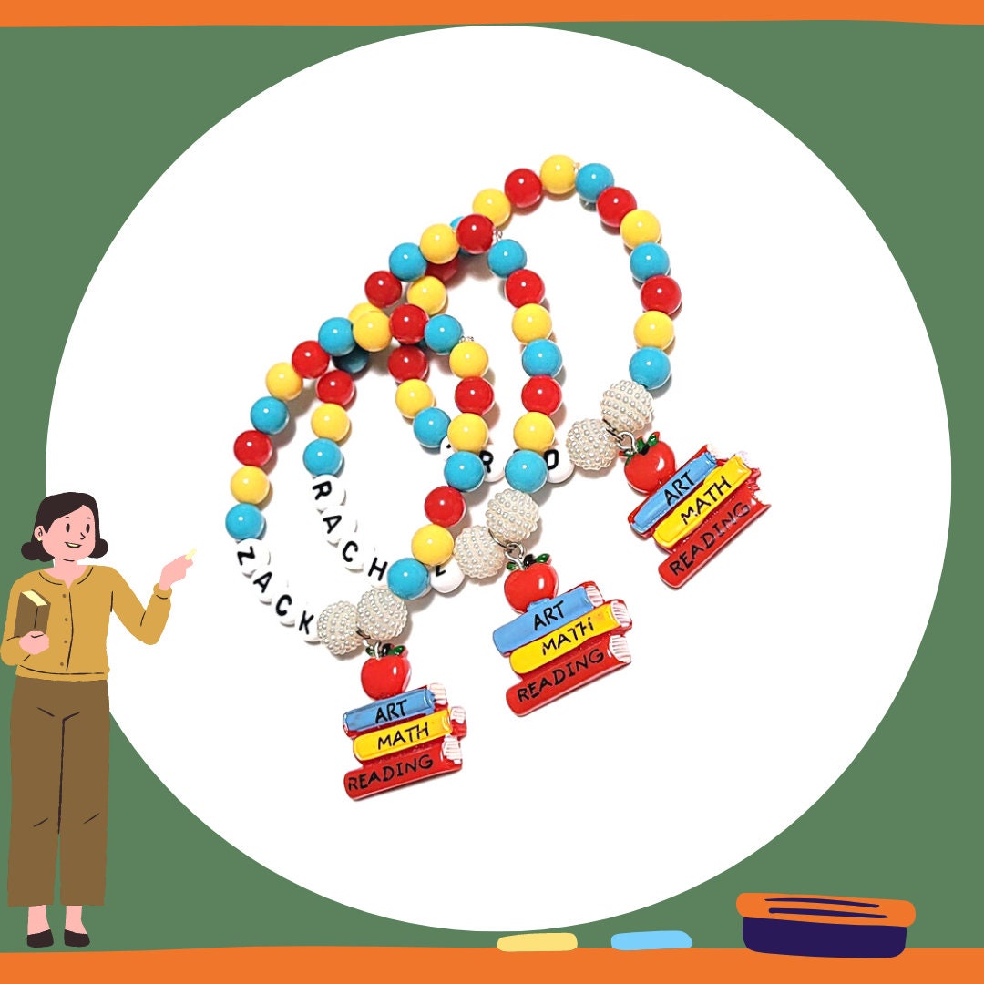 Personalized Back to School Charm Bracelet: Teacher Appreciation Gift ...