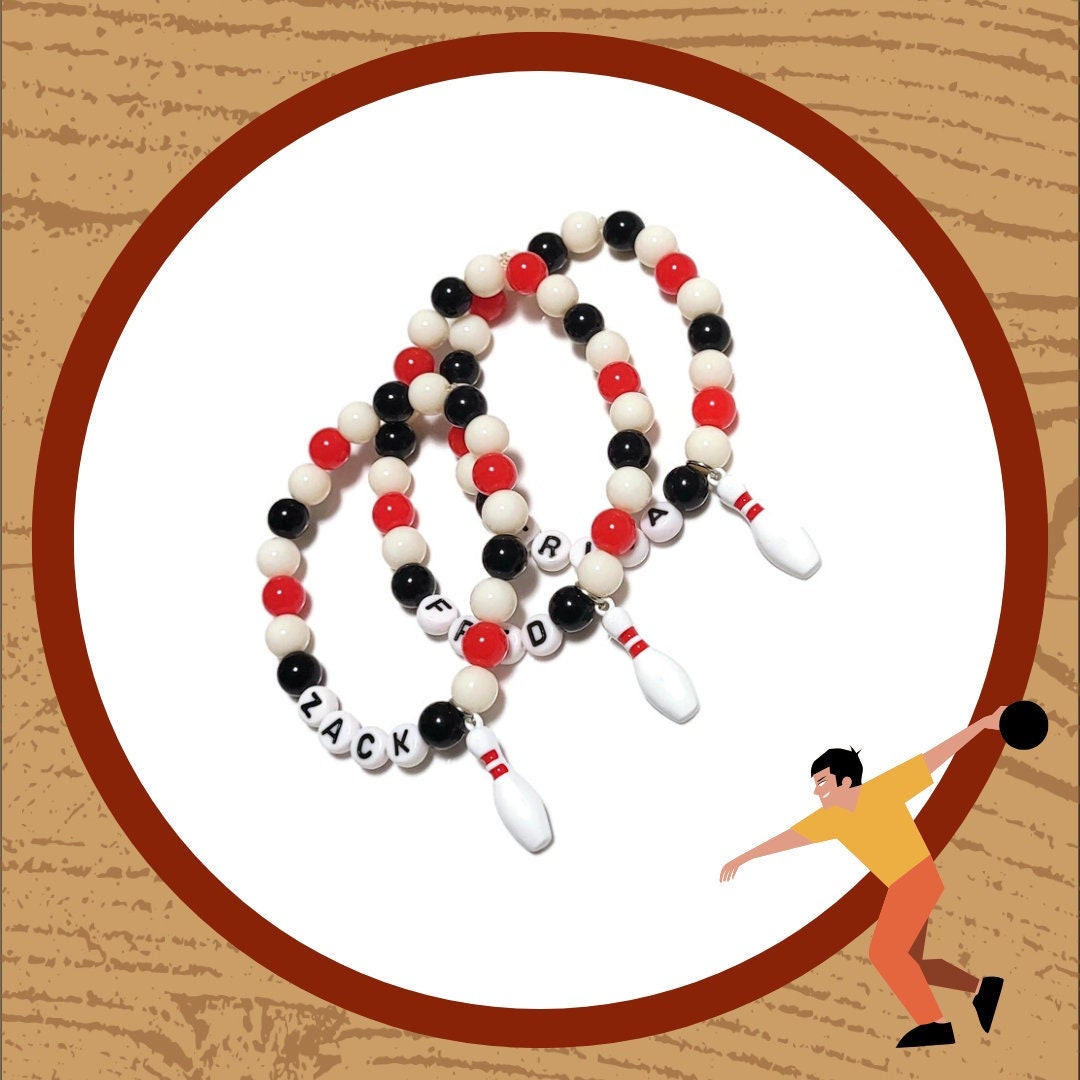 Personalized Bowling Pin Charm Bracelet: Sport Team Jewelry, DIY Kit - Etsy