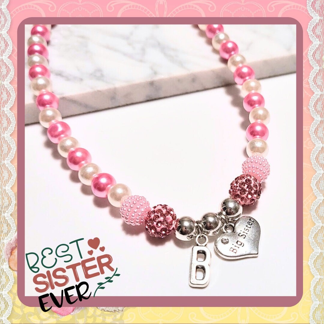 Personalized Big Sister Necklace, Sister Initials Pendant, Big Sister ...