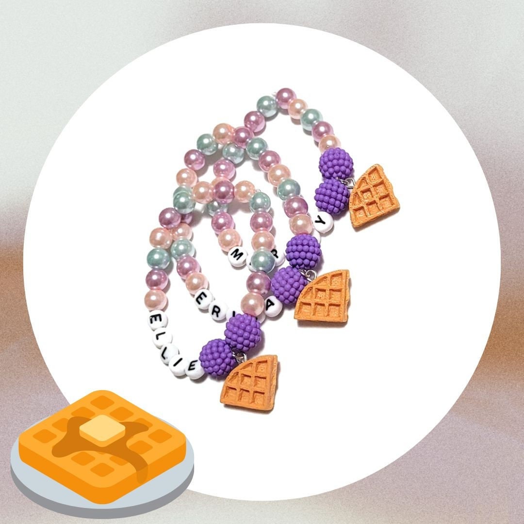 Personalised Waffle Charm Bracelet,breakfast Jewelry,food Bracelet ...