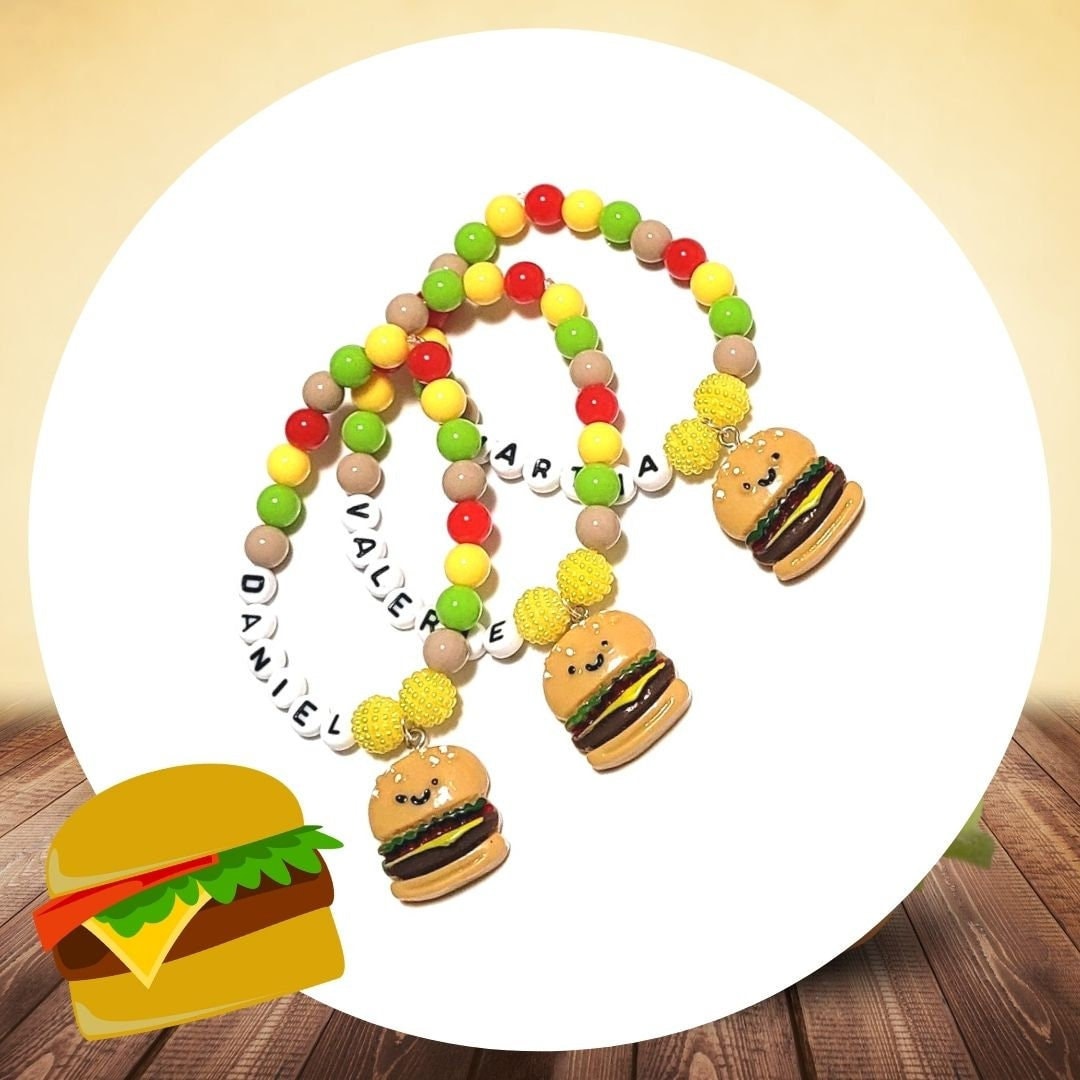 Personalised Hamburger Bracelet,burger Charm Jewelry,food Lover Gift ...